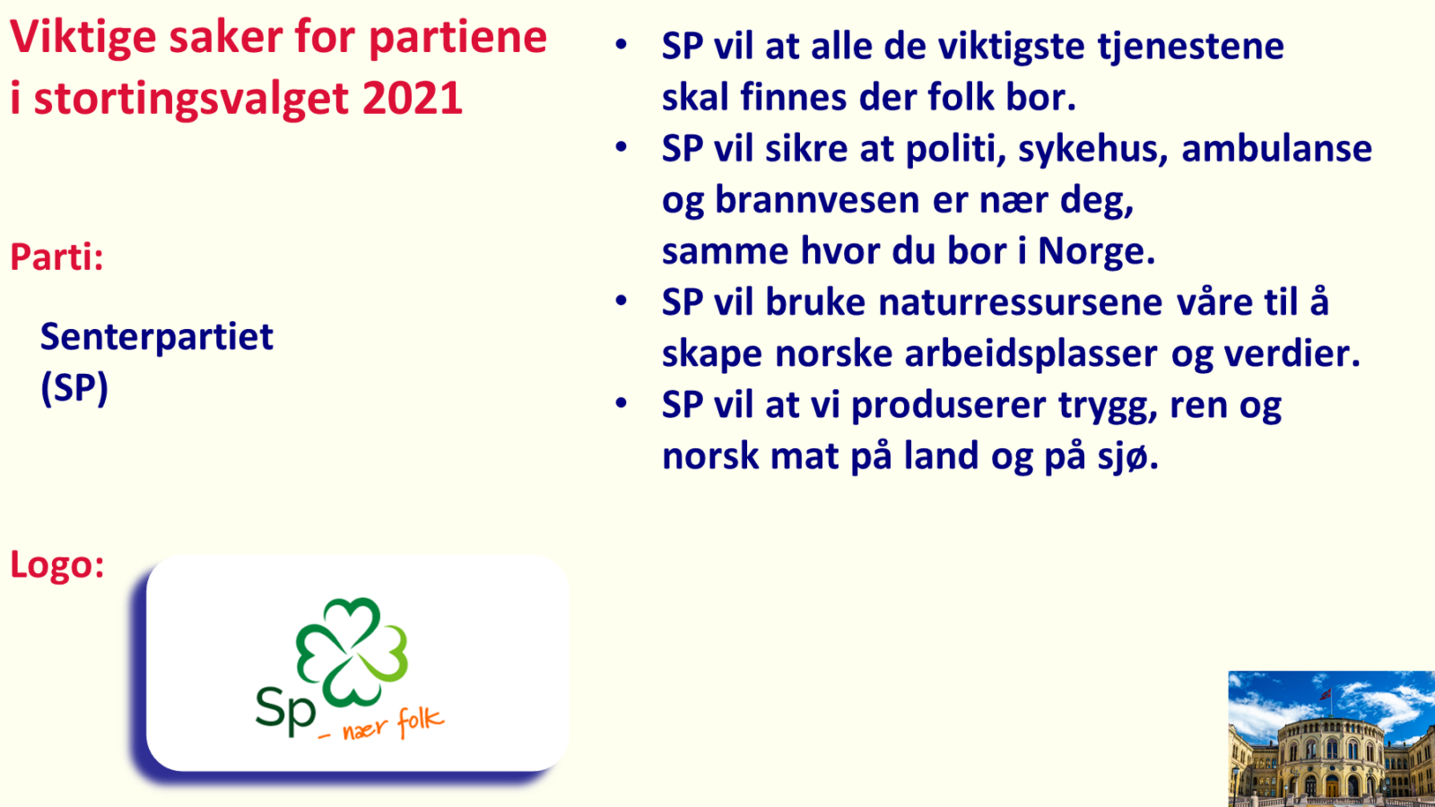 Senterpartiet – Jeg vil stemme! (TALE)